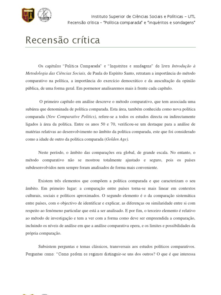 Recensão Crítica | PDF | Science | Democracia