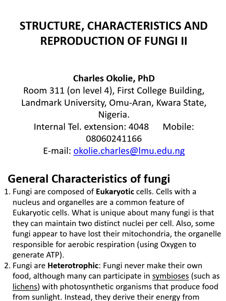 Characteristics Reprod of Fungi | PDF