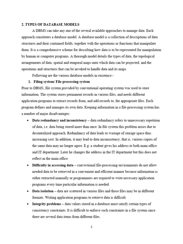 Types of Database Models | PDF | Databases | Relational Database