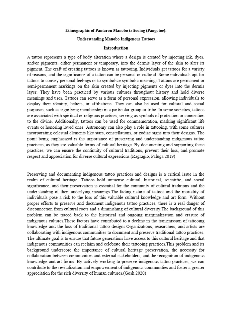 Understanding Manobo Tattooing | PDF