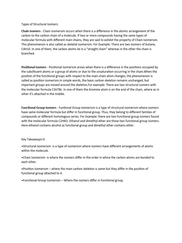 Types of Structural Isomers | PDF