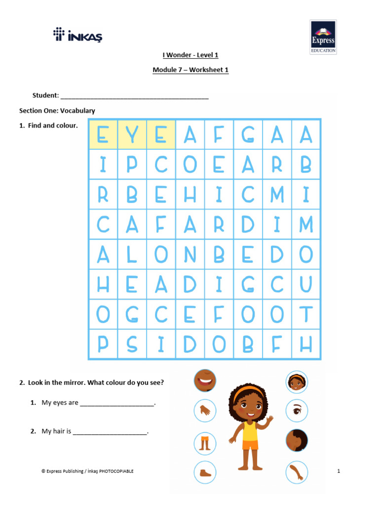 I Wonder 1 Module 7 Worksheets | PDF