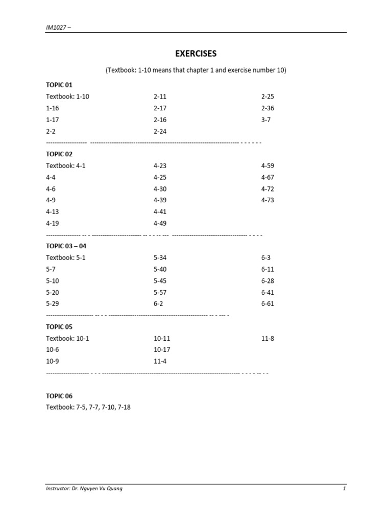 List of Exercises | PDF