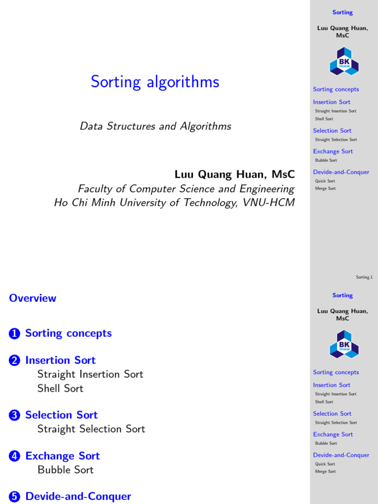 201 DSA Chapter 4 Sorting | PDF | Algorithms | Algorithms And Data Structures