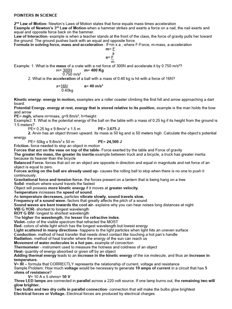Pointers in Science 1ST Periodical Test | PDF | Series And Parallel ...