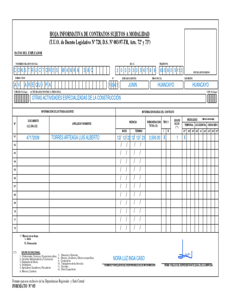 7c-formato Registro De Contrato | Pdf