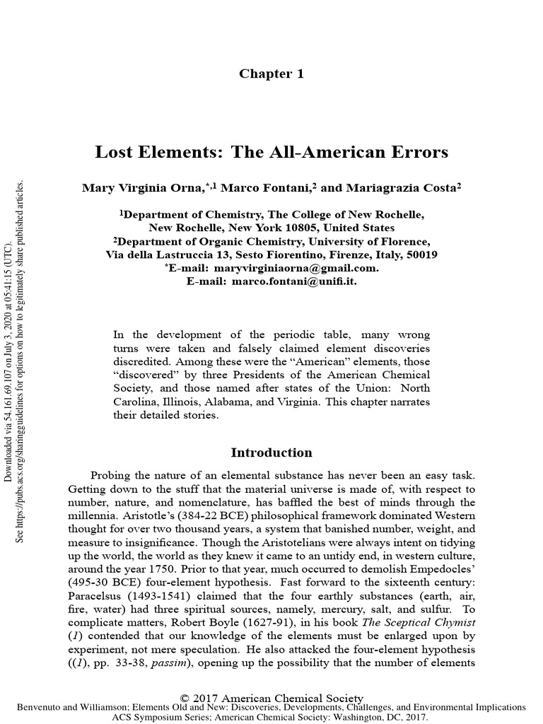 Lost Elements: American Discovery Errors | PDF | Chemical Elements | Chemical Substances