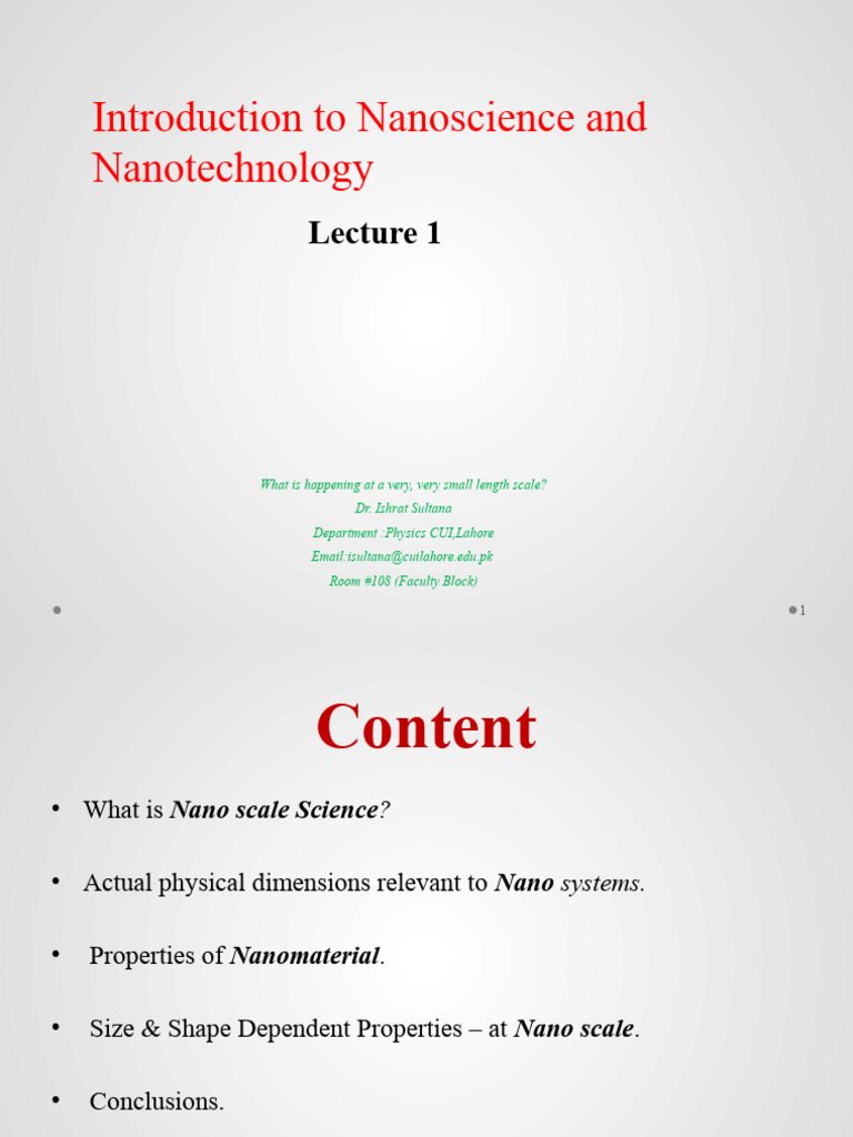 Lec - 1 - 1 Final | Download Free PDF | Nanotechnology | Materials Science