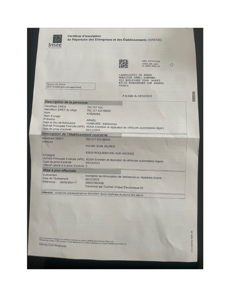 Justificatif 26102023 | PDF