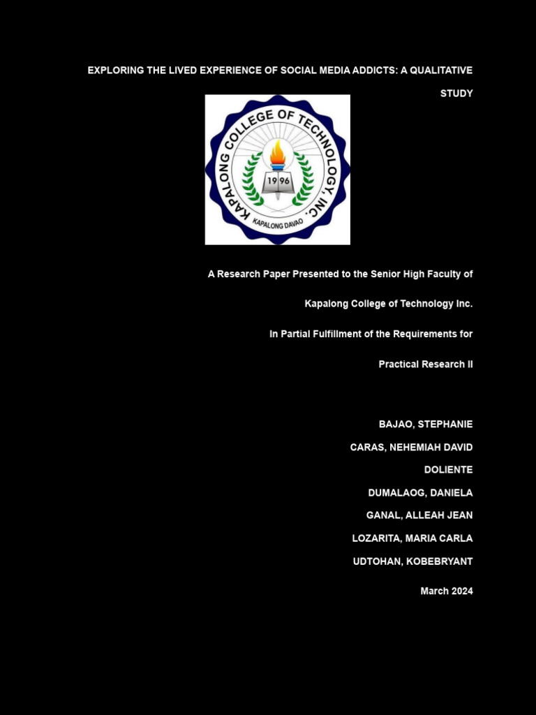 Social Media Addiction: Lived Experiences | PDF | Social Media ...