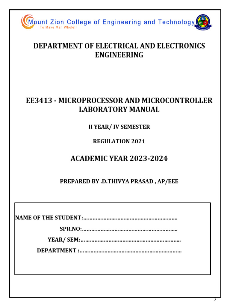 Microprocessor and Microcontroller Laboratory | PDF | Analog To Digital ...