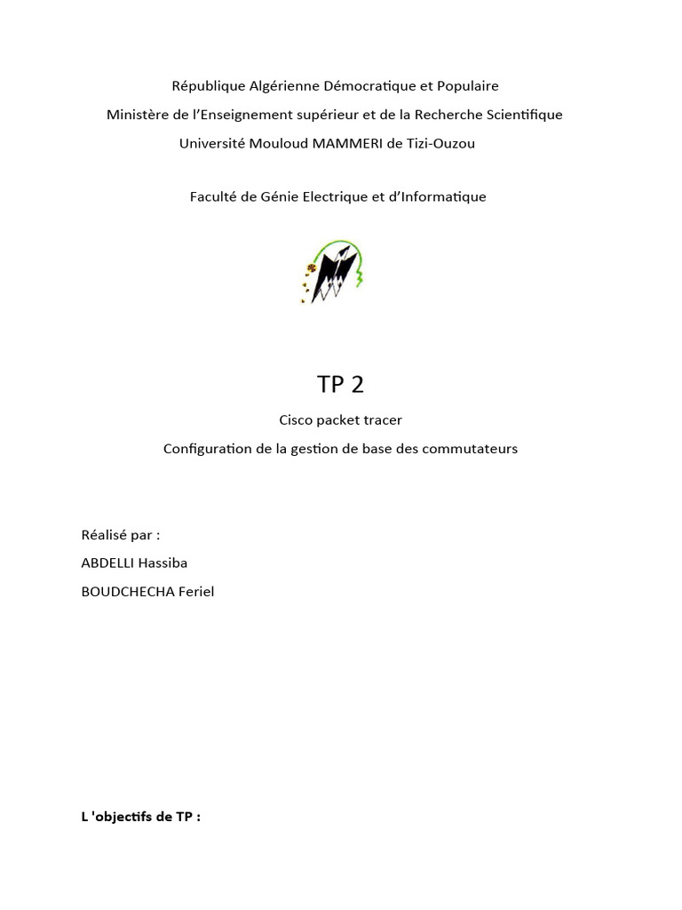 L 'Objectifs de TP | PDF | Ordinateurs