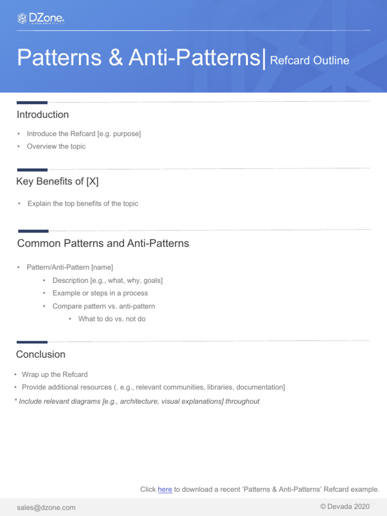 Dzone Refcard Outline Patterns Anti Patte Pdf 