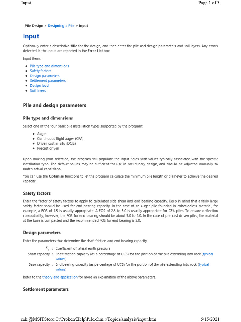 Input | PDF | Deep Foundation | Civil Engineering