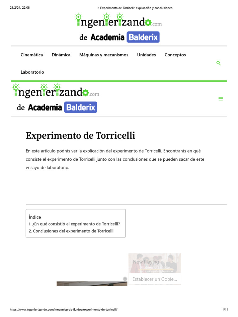 Experimento de Torricelli - Explicación y Conclusiones | PDF | Presión atmosférica | Cantidades ...