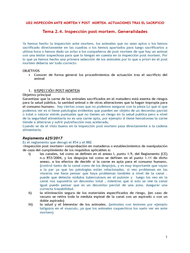 UD 2 Tema 2.4 Higiene 2 Ucv | Descargar gratis PDF | Carne | Matadero