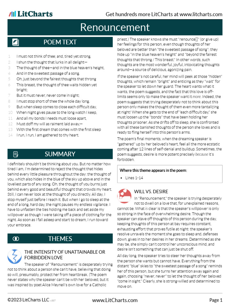 LitCharts Renouncement | PDF
