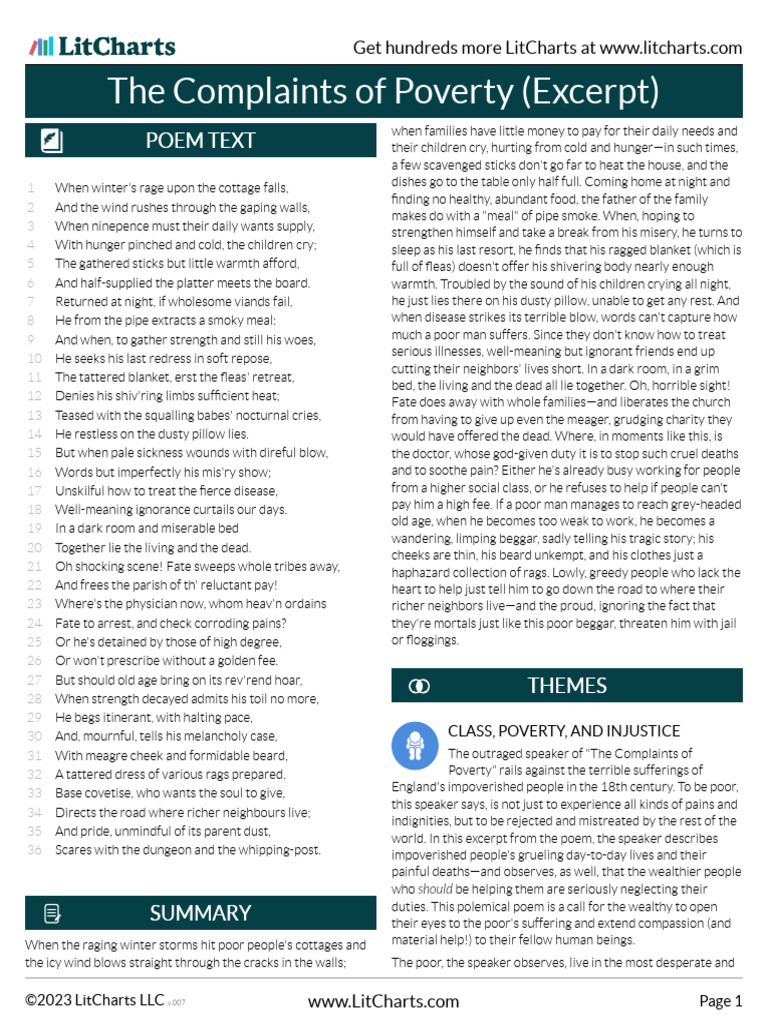 LitCharts-the-complaints-of-poverty-excerpt | PDF | Metre (Poetry ...