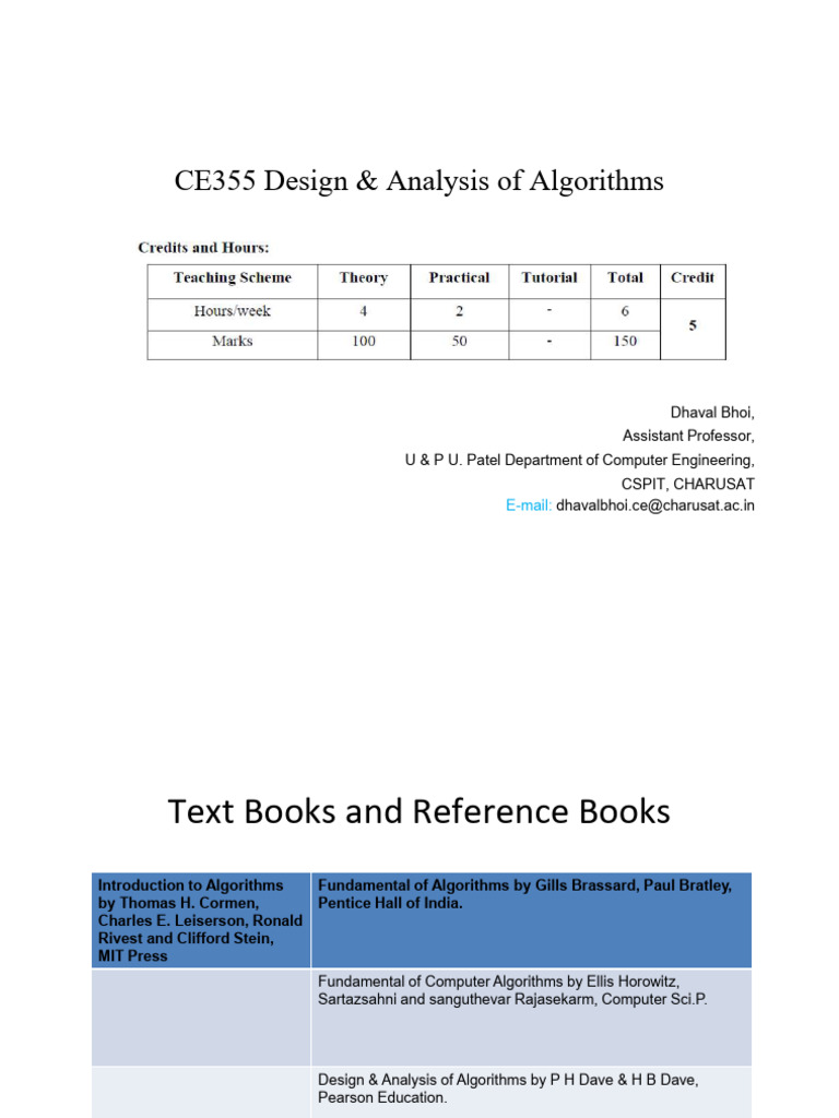 Daa PPT - Dhaval Bhoi - Ce355 | PDF | Time Complexity | Algorithms