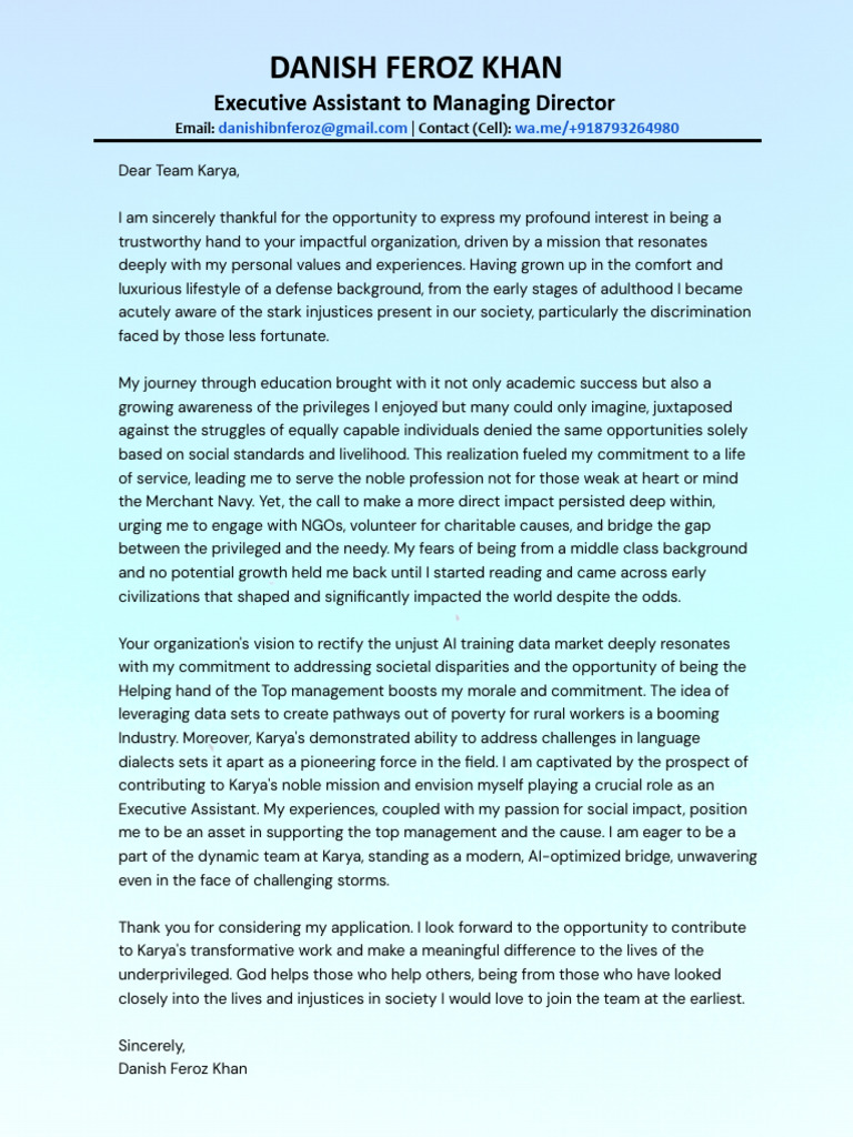 Aspiring Executive Assistant's Appeal | PDF