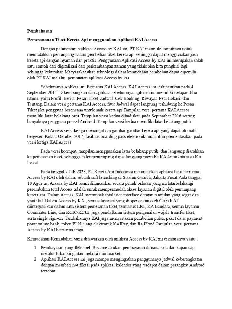 Pembahasan Access by KAI | PDF