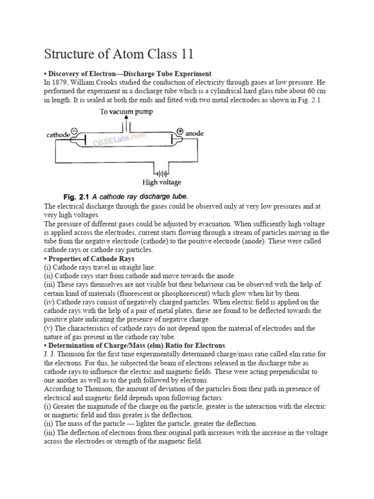 Structure of Atom Class 11 | Download Free PDF | Photoelectric Effect ...