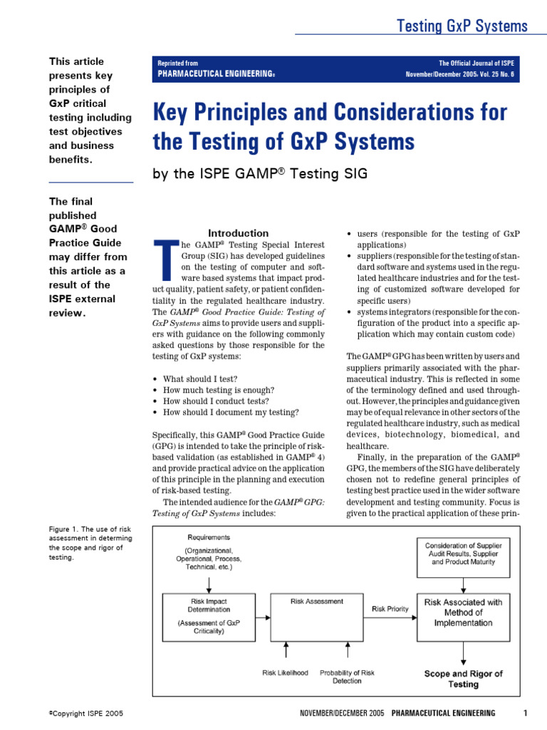 Key Principles Considerations Testing GxP Systems | PDF