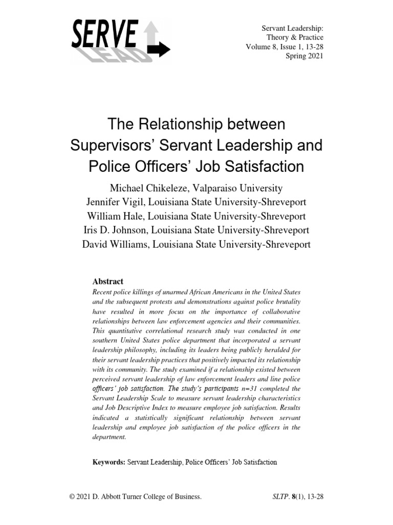 Servant Leadership and Police Officers Job Satisfaction | PDF | Job ...