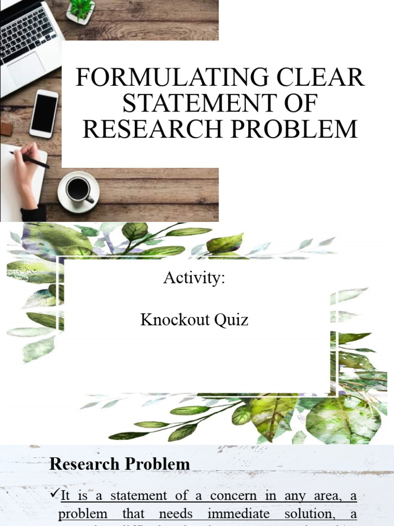 Formulating Clear Statement of Research Problem | PDF | Learning ...
