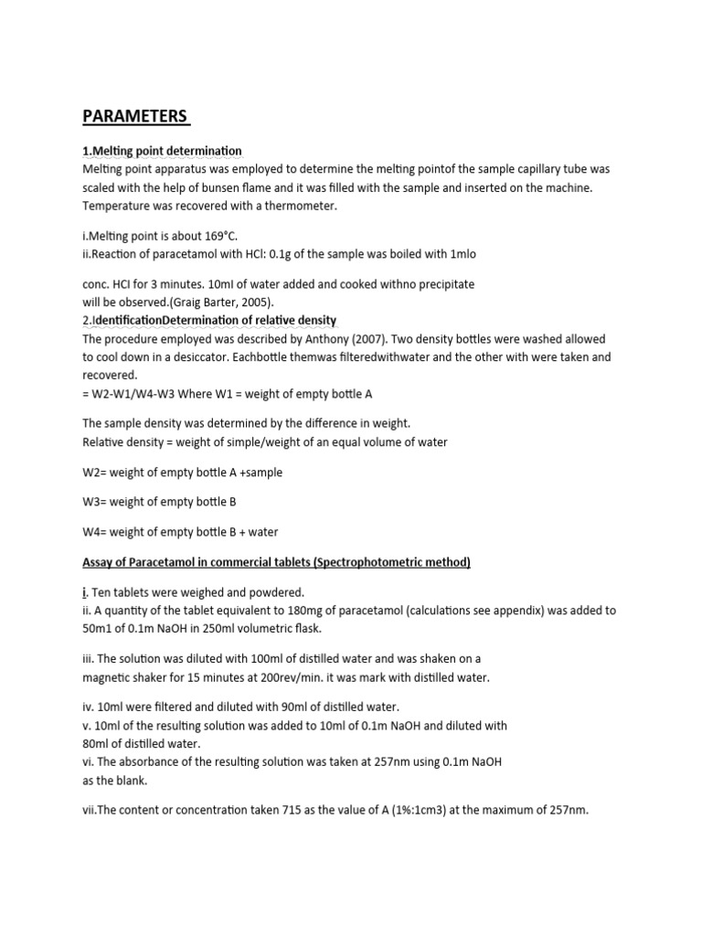 Parameters | PDF | Water | Spectrophotometry