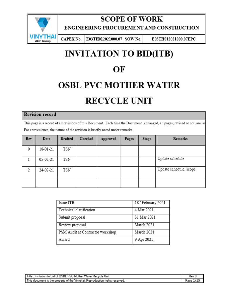 Sow No.e03th012021000.07 - Epc For Osbl Rev.2 | PDF | Pump ...