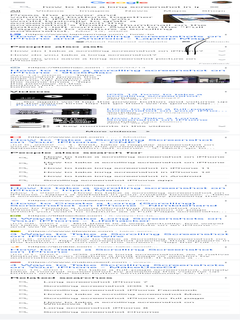 How To Take A Long Screenshot in Iphone - Google | PDF | Ios | I Phone