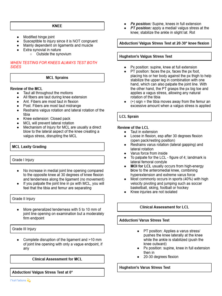 Ors 1 - Knees | PDF | Knee | Anatomical Terms Of Motion