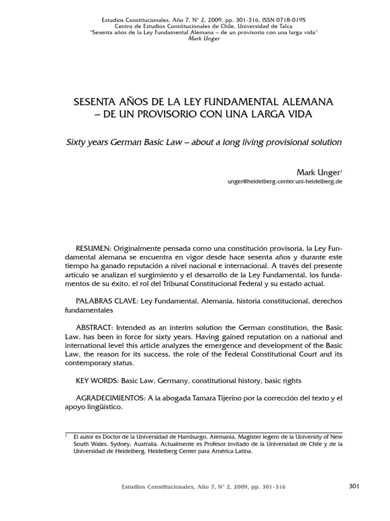 60 años de la Ley Fundamental Alemana | PDF | Constitución | República ...
