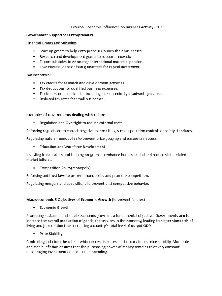 CH.7 External Economic Influences On Business Acivity | PDF | Fiscal ...