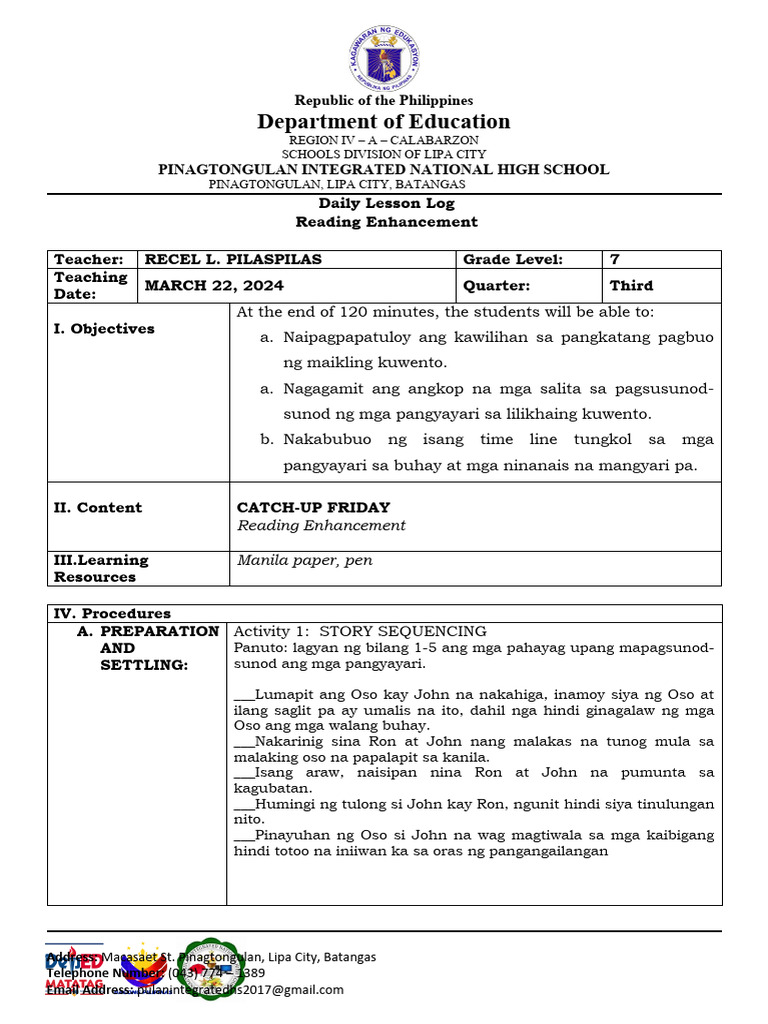 Reading Ehancement DLL Week 7 | PDF