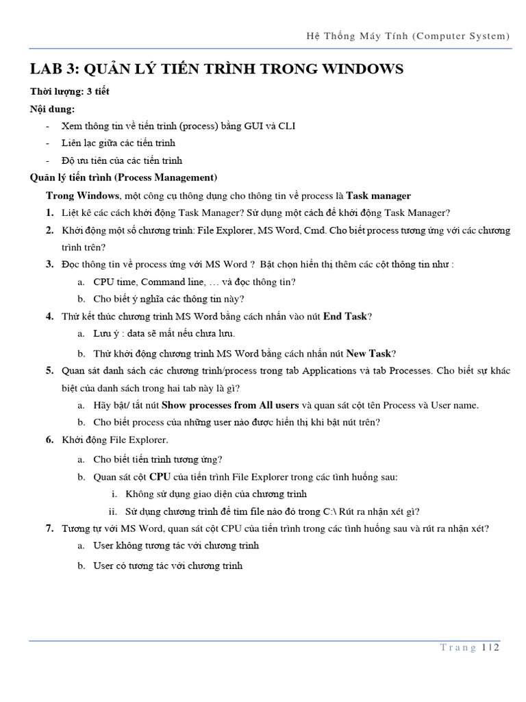 Lab3 - Quan Ly Tien Trinh Win | PDF