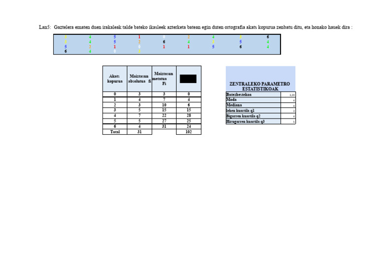 Tarea4(zentraleko parametro estatistikoak.1) - Tarea 5.1 | PDF