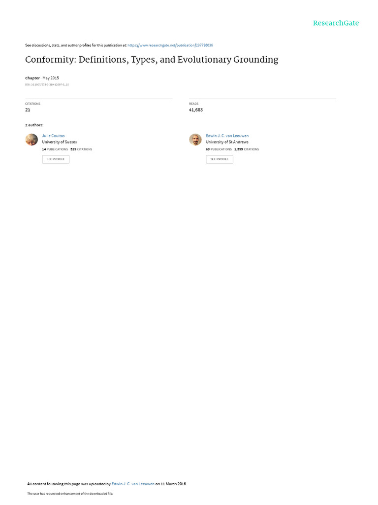 Coultasvan Leeuwen Conformitychapter 2015 | PDF | Conformity | Behavioural Sciences