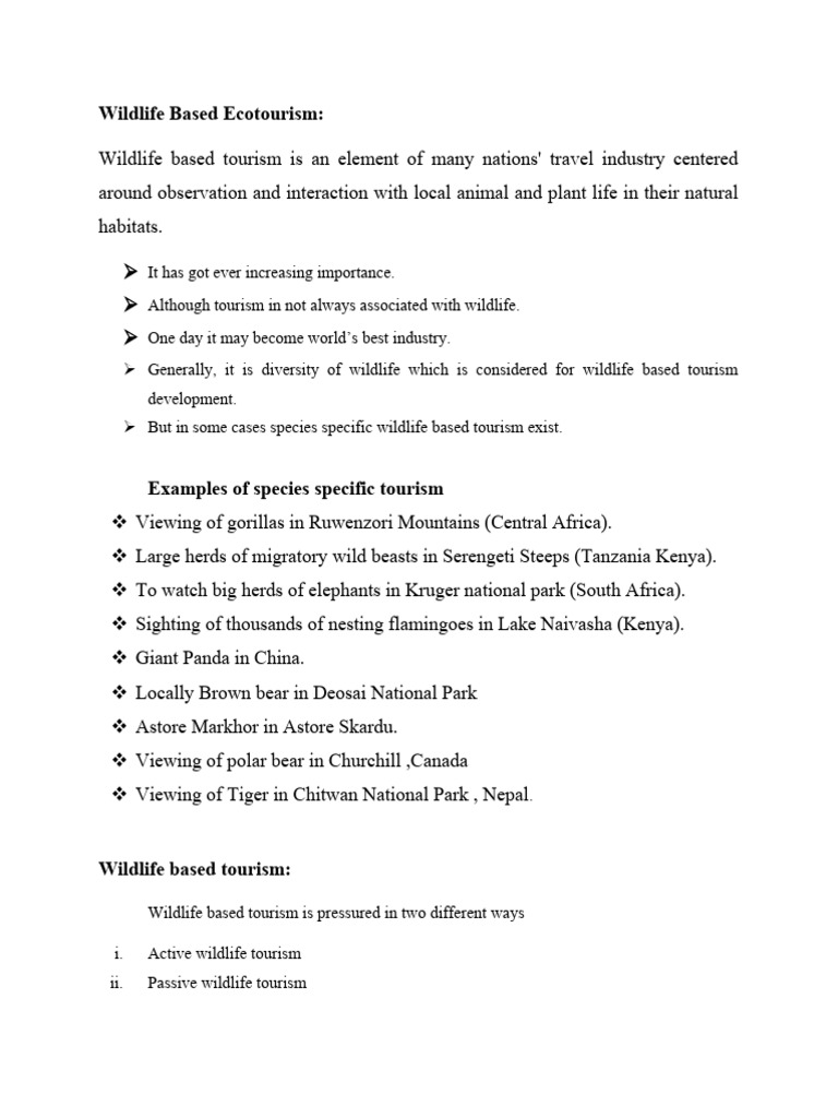 Ecotourism Types (Lec 1 Cont..) | PDF | Hunting | Wildlife