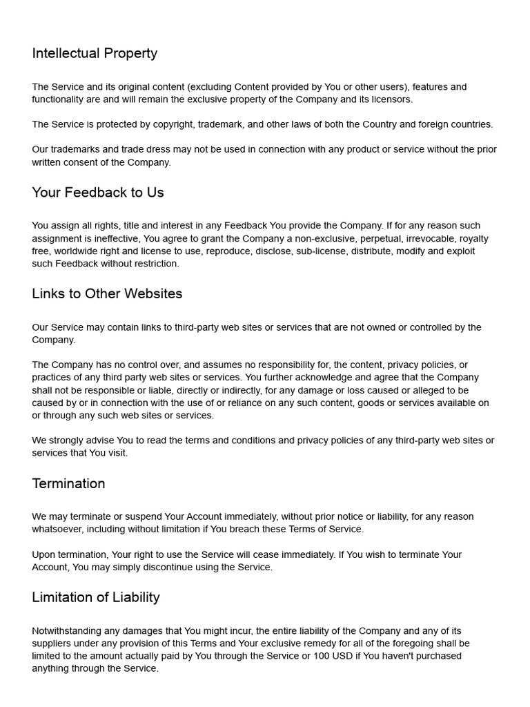 Sample Terms of Service Template 5 | PDF