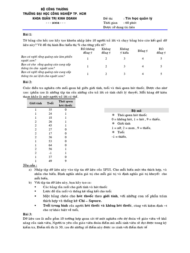 De Thi Tong Hop Spss 1 | PDF