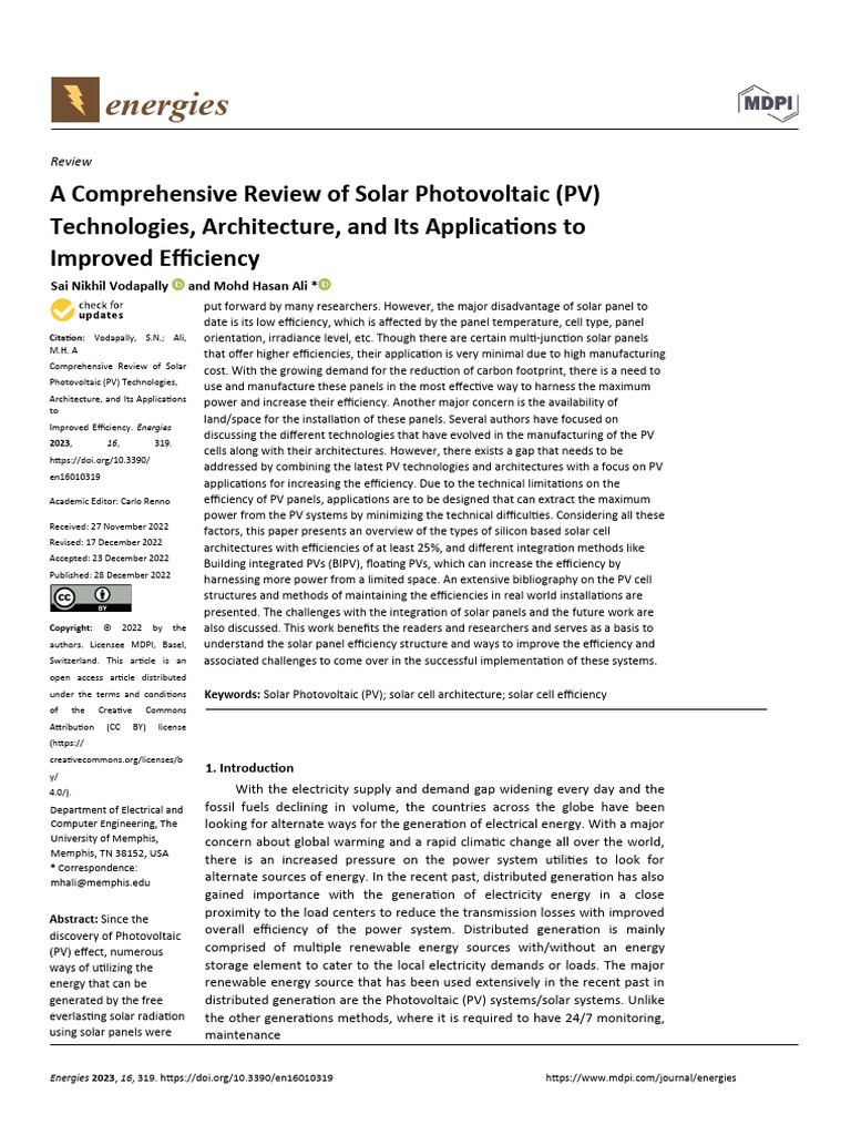2 A Comprehensive Review of Solar Photovoltaic - PV - Technologies - Architecture - and Its ...