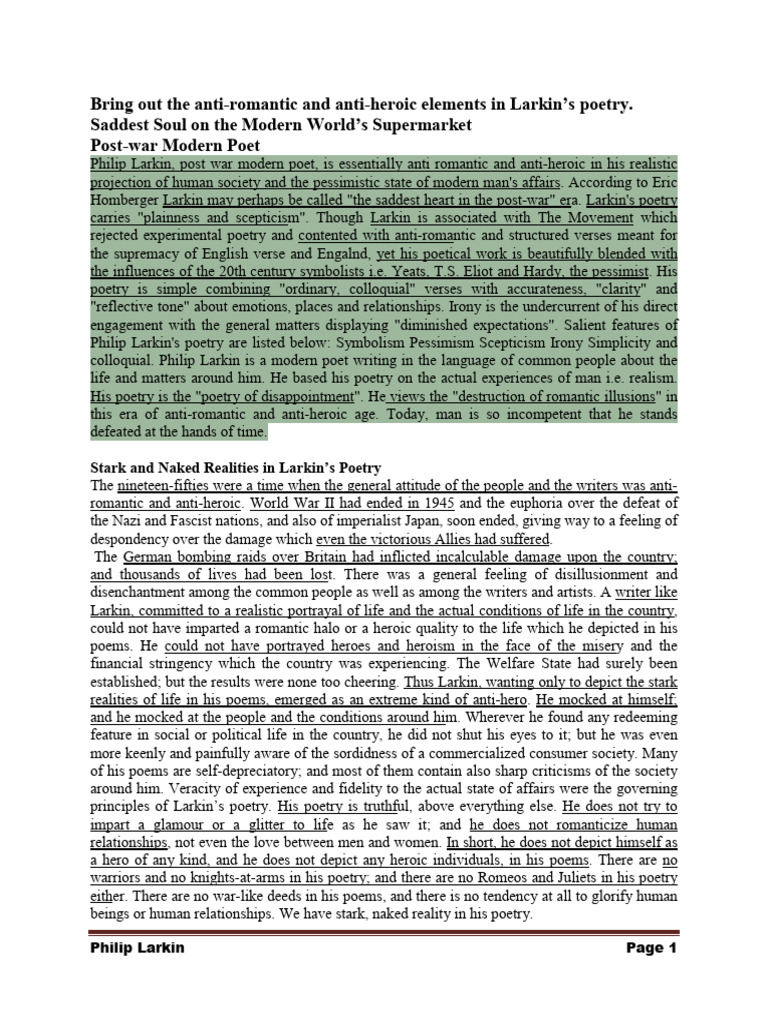 8.Philip Larkin | PDF | Romance (Love) | Poetry