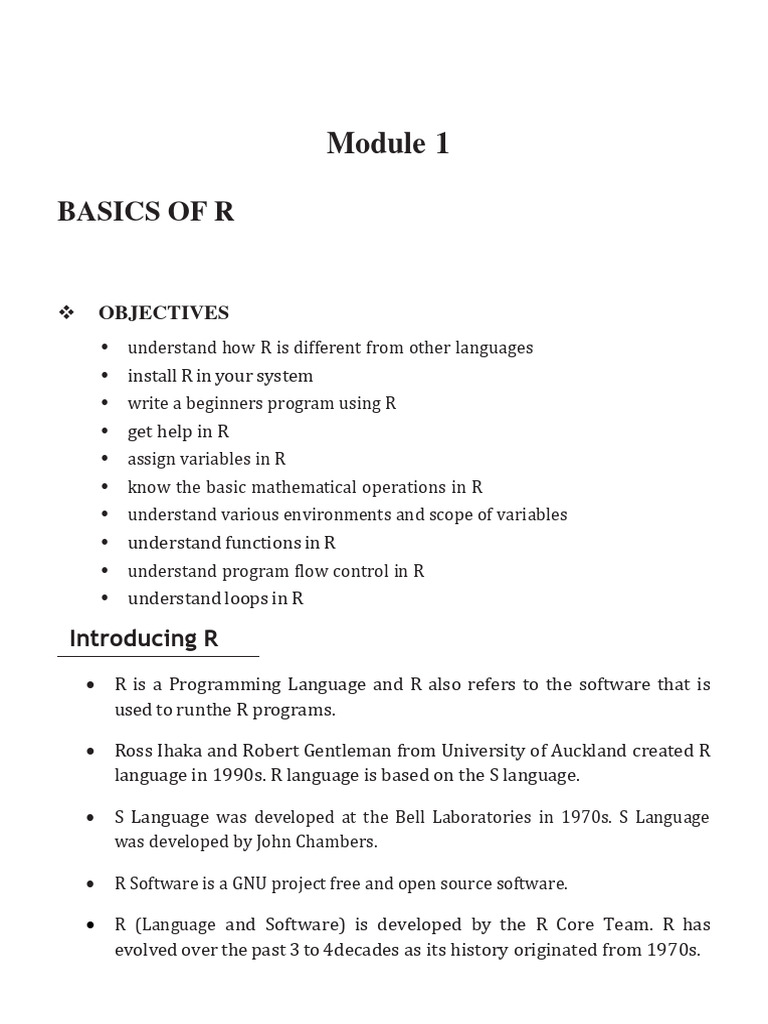 Module 1-1 | PDF | Control Flow | R (Programming Language)