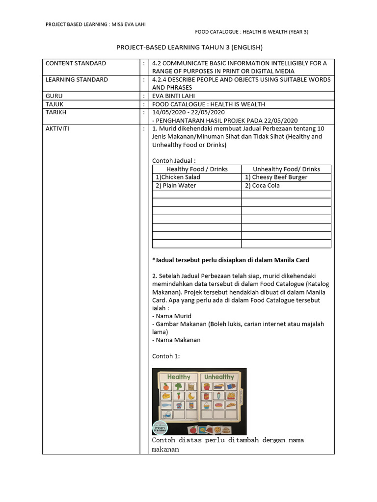 PROJECT BASED LEARNING YEAR 3 - BY EVA | PDF