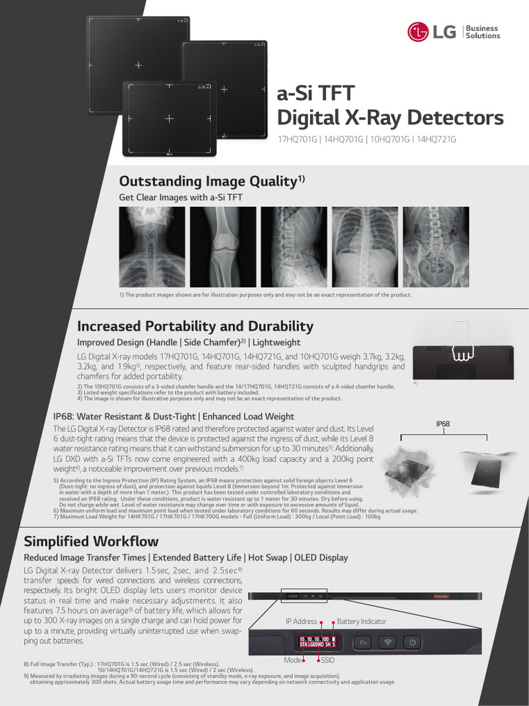 LG Digital X-Ray Detector A-Si DXD17-14-10HQ701G - Datasheet v2.0 | PDF ...