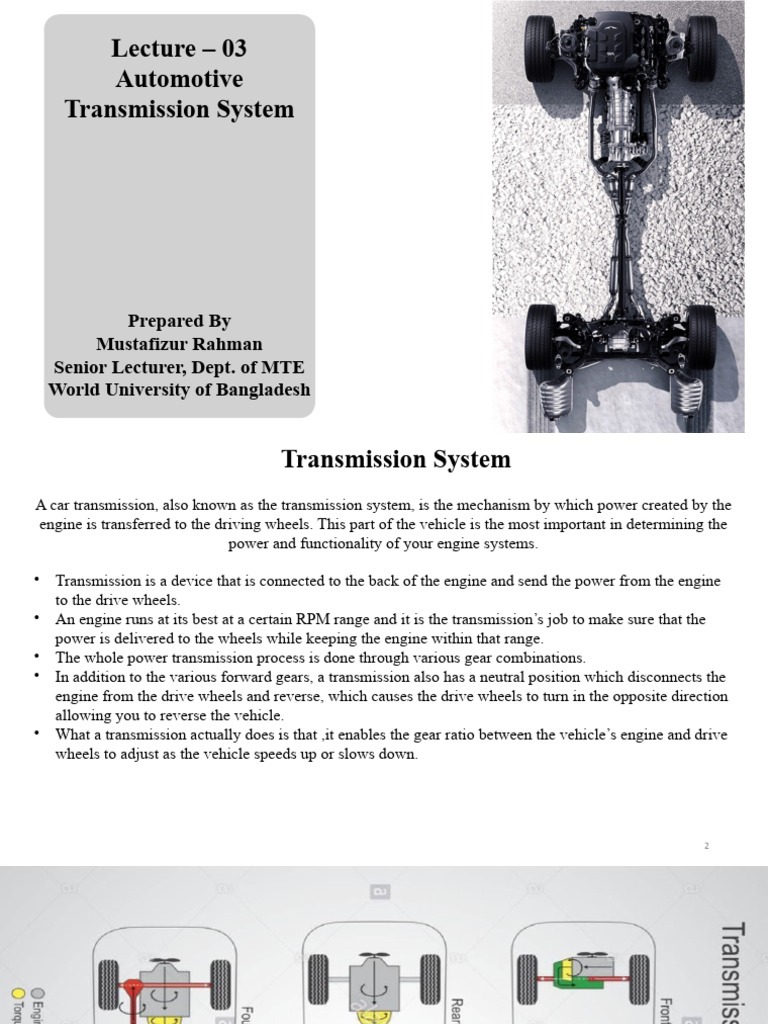 Lecture 03 - Transmission System | PDF | Manual Transmission ...