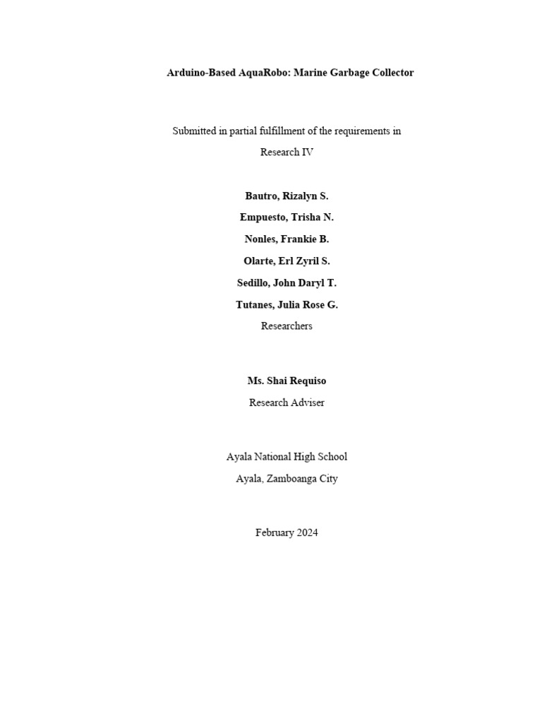 v2 Arduino Based Aquarobo Marine Garbage Collector 103556 | PDF | Experiment | Oceans