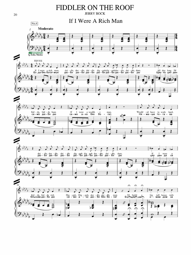 If I Was A Rich Man - Fiddler On The Roof | PDF